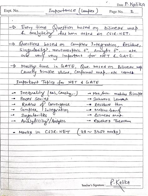 Complex Analysis Handwritten Study Material P Kalika