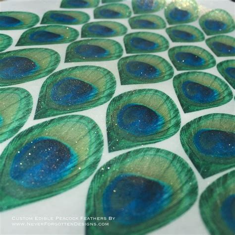 Edible Glitter Peacock Feathers You Cut Out On Edible Wafer Paper For