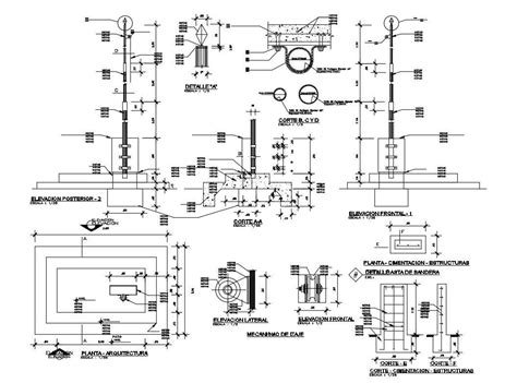 Cuttings Foundation And Constructive Structure Details Dwg File Cadbull