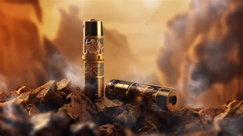 3d Render Of A Vaping Device E Cigarette On A Glowing Gold Background