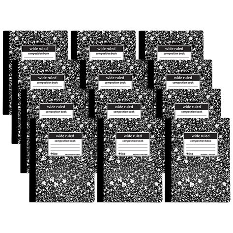 C Line Composition Notebooks 100 Sheets Wide Ruled Black Marble 12 Pack Cli22024 12 Image 1
