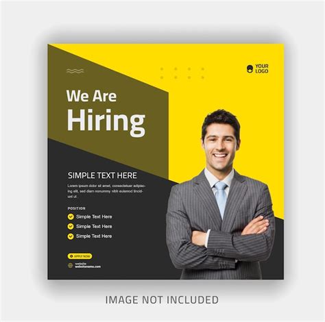 우리는 발표 소셜 미디어 게시물 템플릿을 고용하고 있습니다 프리미엄 벡터
