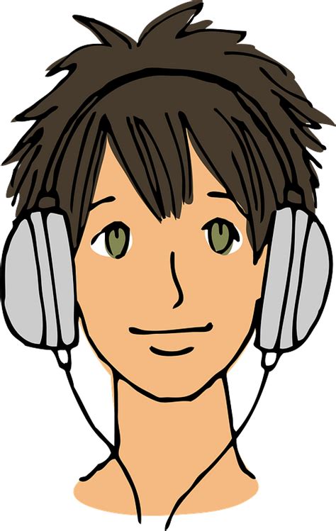 Young Man Is Wearing Large Headphones Clipart Free Download