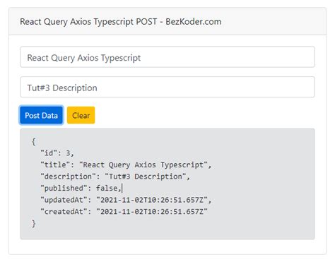 React Query And Axios Typescript Example With Rest API BezKoder