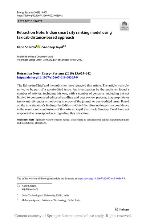 Retraction Note Indian Smart City Ranking Model Using Taxicab Distance
