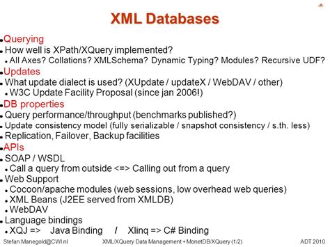 Adt 2010 Xmlxquery Data Management Monetdbxquery 12 Beyond Chapter