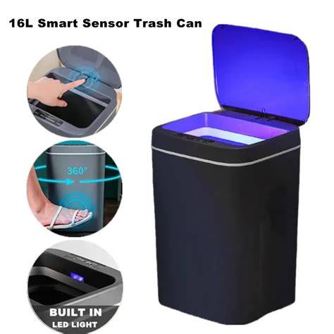 16l Automatic Sensor Trash Can Electric Touchless Smart Bin Kitchen Bathroom Waterproof Bucket