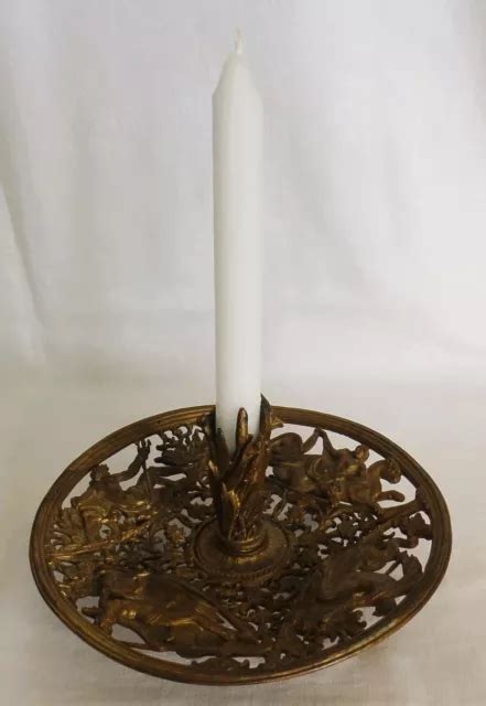 Ancien Bougeoir En Bronze Sc Nes De Personnages Nus Animaux Mythologie Grecque Eur