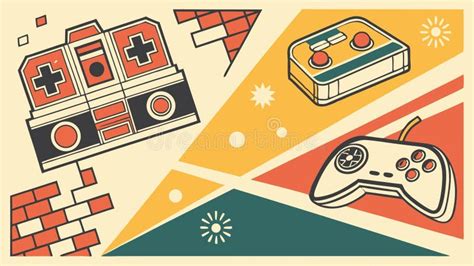 Retro Game Console Set Vintage Gaming Classic Controllers Vector