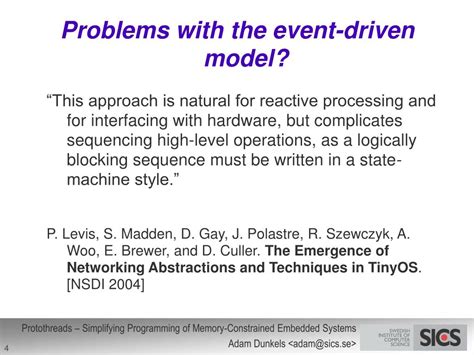 Ppt Protothreads Simplifying Programming Of Memory Constrained