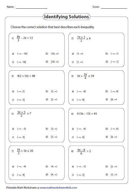 Solving Rational Inequalities Worksheet Multi Step Equations