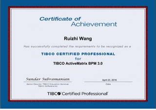 TIBCO ACTIVEMATRIX BPM 3 0 CERTIFICATION PPT