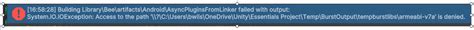 Build Android Platform Failed With Access To The Path Denied Getting Started Unity Discussions
