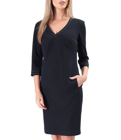 Rochie Office Din Stofa Elastica Cu Viscoza Bleumarin Yokko