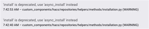 Ha Logs Show Install Is Deprecated Use Asyncinstall Instead When Updating · Issue 1344