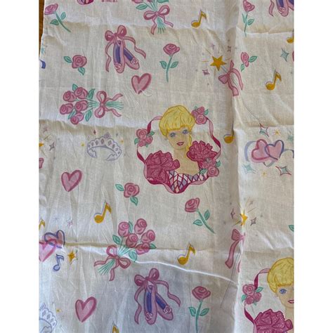 Vintage Barbie Fabric Or Twin Flat Sheet 1995 Mattel Hearts Ballet