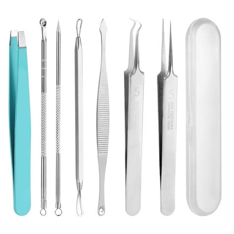 7pcs Pimple Popper Tool Kit Blackhead Remover Ingrown Hair Tweezers