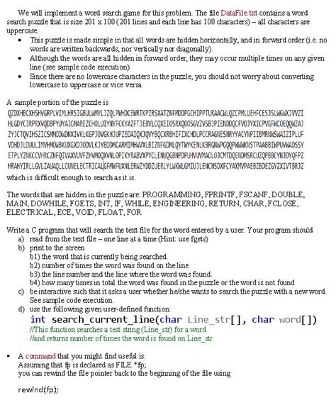 Solved Write A C Program For Word Search Of File Must Use