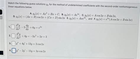 Solved Match The Following Guess Solutions Y P F