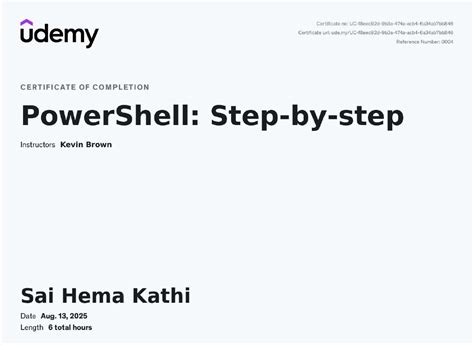 Completed Powershell Scripting And Automation Certification Sai Hema Kathi Posted On The Topic