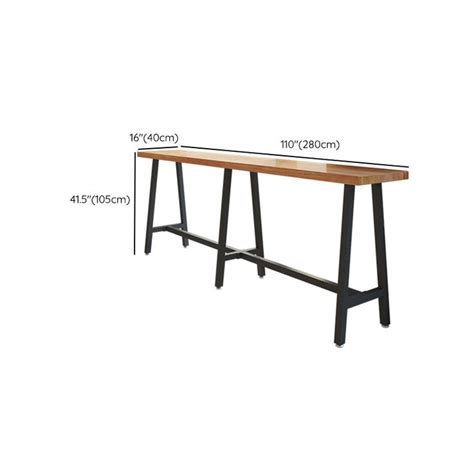 Rectangular Bar Height Table Black Metal Base Bistro Bar Table For