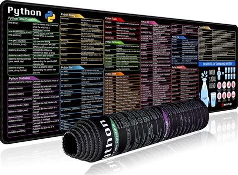 Excovip Python Commands Shortcuts Mouse Pad 90x30x0 2 Cm Extended Large Cheat Sheet Mousepad Pc