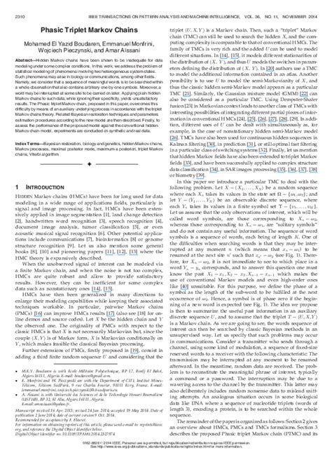 Pdf Phasic Triplet Markov Chains