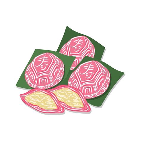 Premium Vector Ang Ku Kueh Chinese Traditional Pastry With Longevity