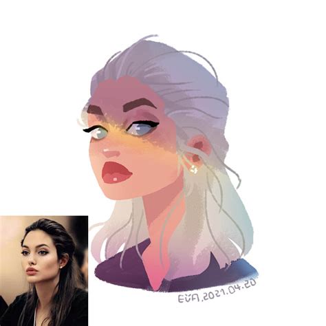 照片转欧美风卡通人物4 插画 创作习作 Evaliu0726 原创作品