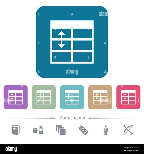 Spreadsheet Adjust Table Row Height White Flat Icons On Color Rounded Square Backgrounds 6