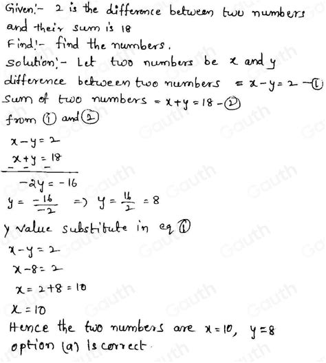Solved Is The Difference Between Two Numbers And Their Sum Is Find The Numbers
