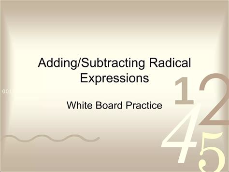 Adding And Subtracting Radicals Ppt White Board Practice PPT Wrestling Sports