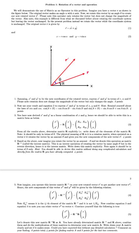 Solved Problem Rotation Of A Vector And Operation We Will Chegg