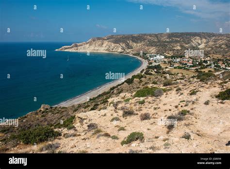 Sea And Coastline View From A Rocky Height Pissouri Bay Cyprus Stock