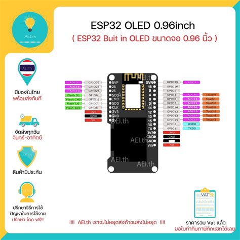 Esp32 Oled 096 Esp Wroom 32 Oled Wifi Bluetooth 24ghz Dual Mode มีของพร้อมส่งทันที