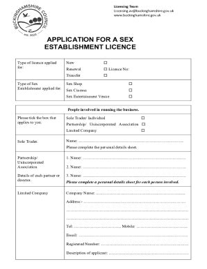 Fillable Online Sex Est Licence Application Fax Email Print PdfFiller