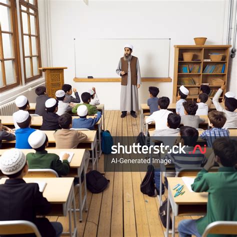 Islamic Classroom Whiteboard Front Sheikh Teaching Ai Generated Image