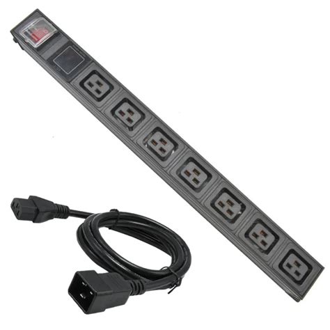 Pdu Power Strip C19 Output Multiple Socket 7 Ac Socket With Current Display Meter Iec320 C14