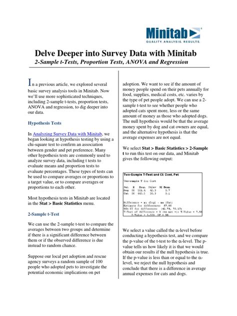 Minitab Survey Analysis With Anova And More Pdf Analysis Of