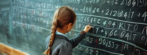 Premium Photo Young Girl Solving Complex Math Equations On Chalkboard