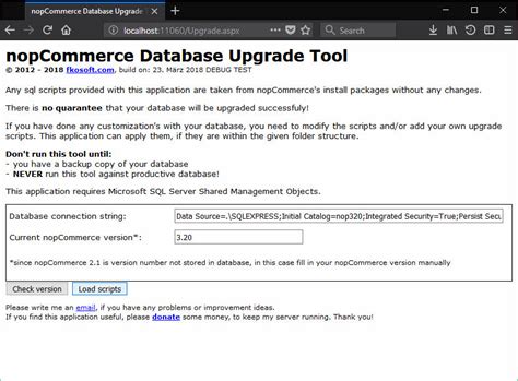 Nopcommerce Database Upgrade