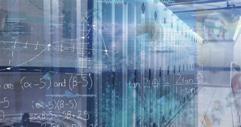 Animation Of Mathematical Equations And Data Processing Over Server Room Stock Video Video Of