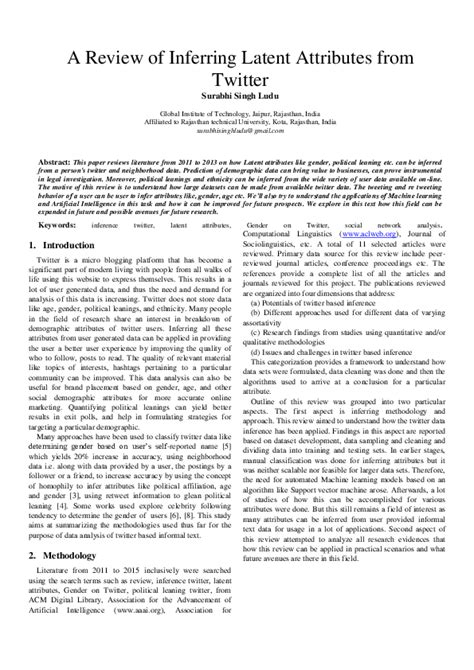 Pdf A Review Of Inferring Latent Attributes From Twitter