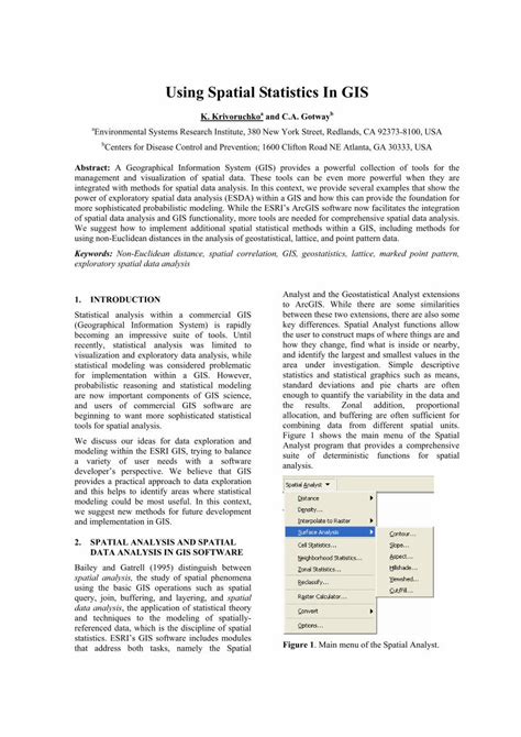 Pdf Using Spatial Statistics In Gis Au