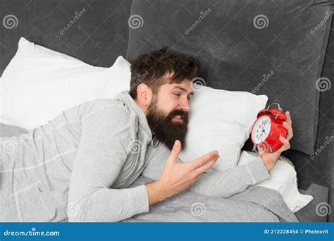 Bearded Man Hate Alarm Time Management Need To Relax Annoying Ringing Alarm Clock Break