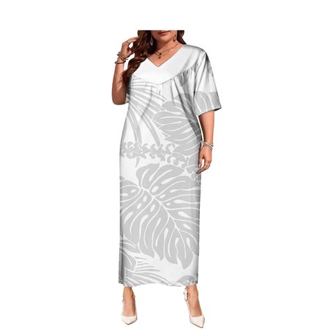 Polynesian Tribal Fijian Tongan Puletasi White Flower Print Custom