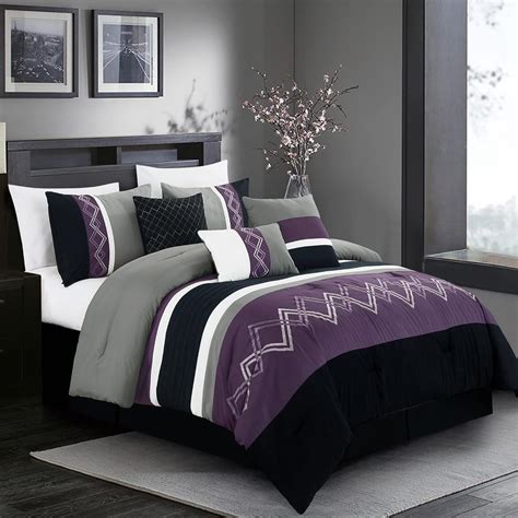 Chezmoi Collection Arden 7 Piece Modern Pleated Stripe