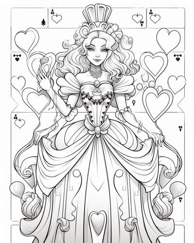 Queen Of Hearts Alice In Wonderland Coloring Pages