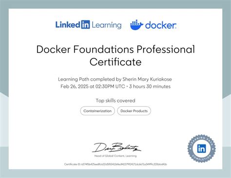 Just Finished The Learning Path “docker Foundations Professional Certificate” Sherin Mary