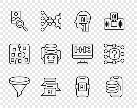 Set Line Funnel Or Filter Cloud Technology Data Transfer Humanoid